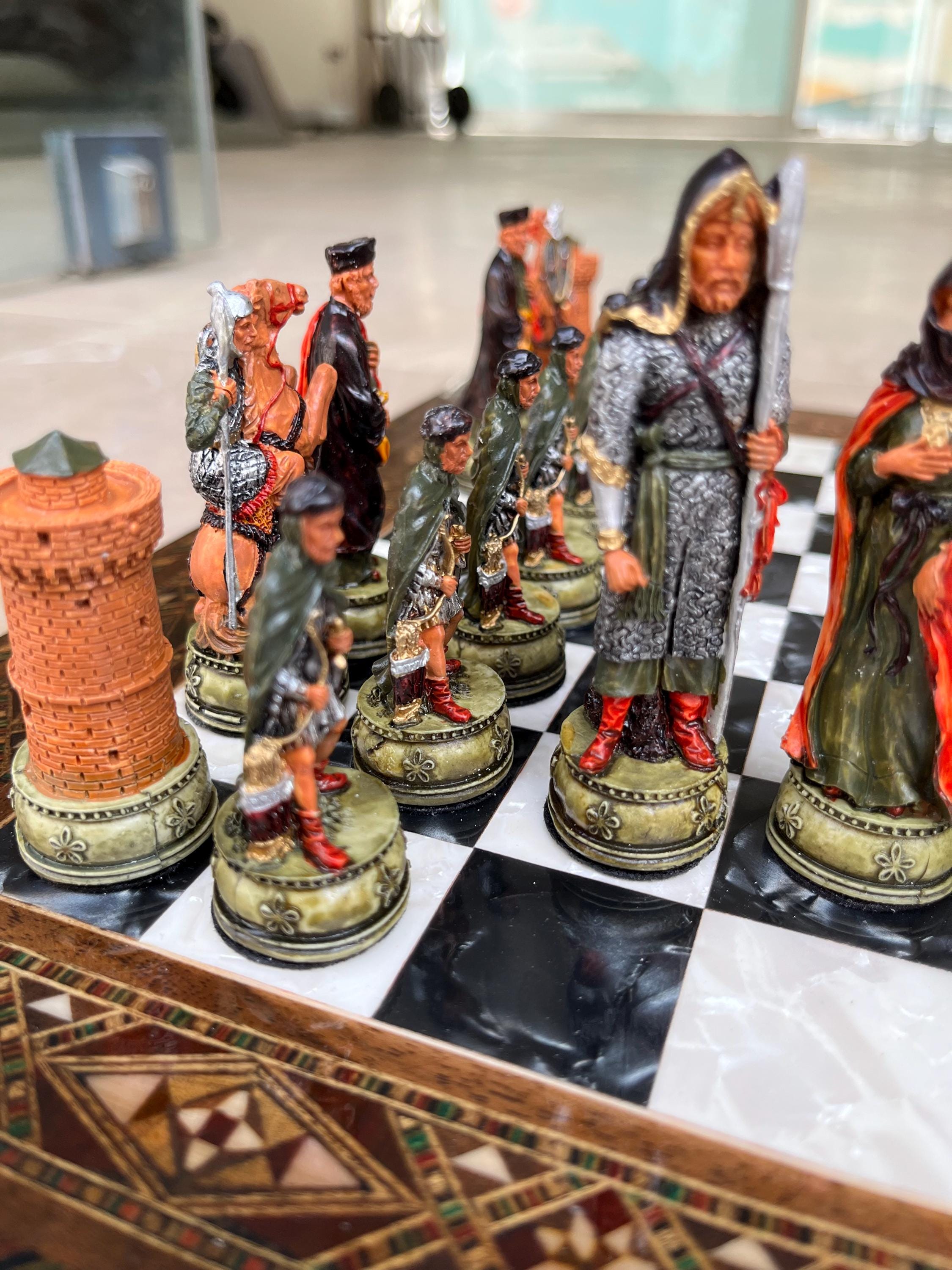 King Arthur Camelot Chess Set – Hand-painted Medieval Resin Figures ...
