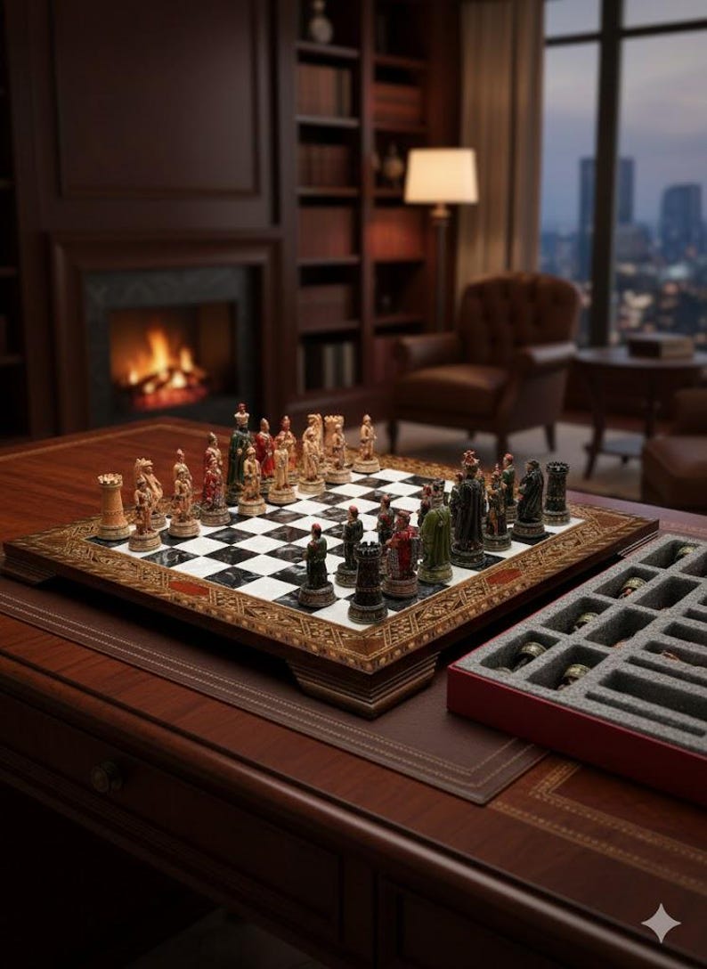King Arthur Camelot Chess Set – Hand-painted Medieval Resin Figures ...