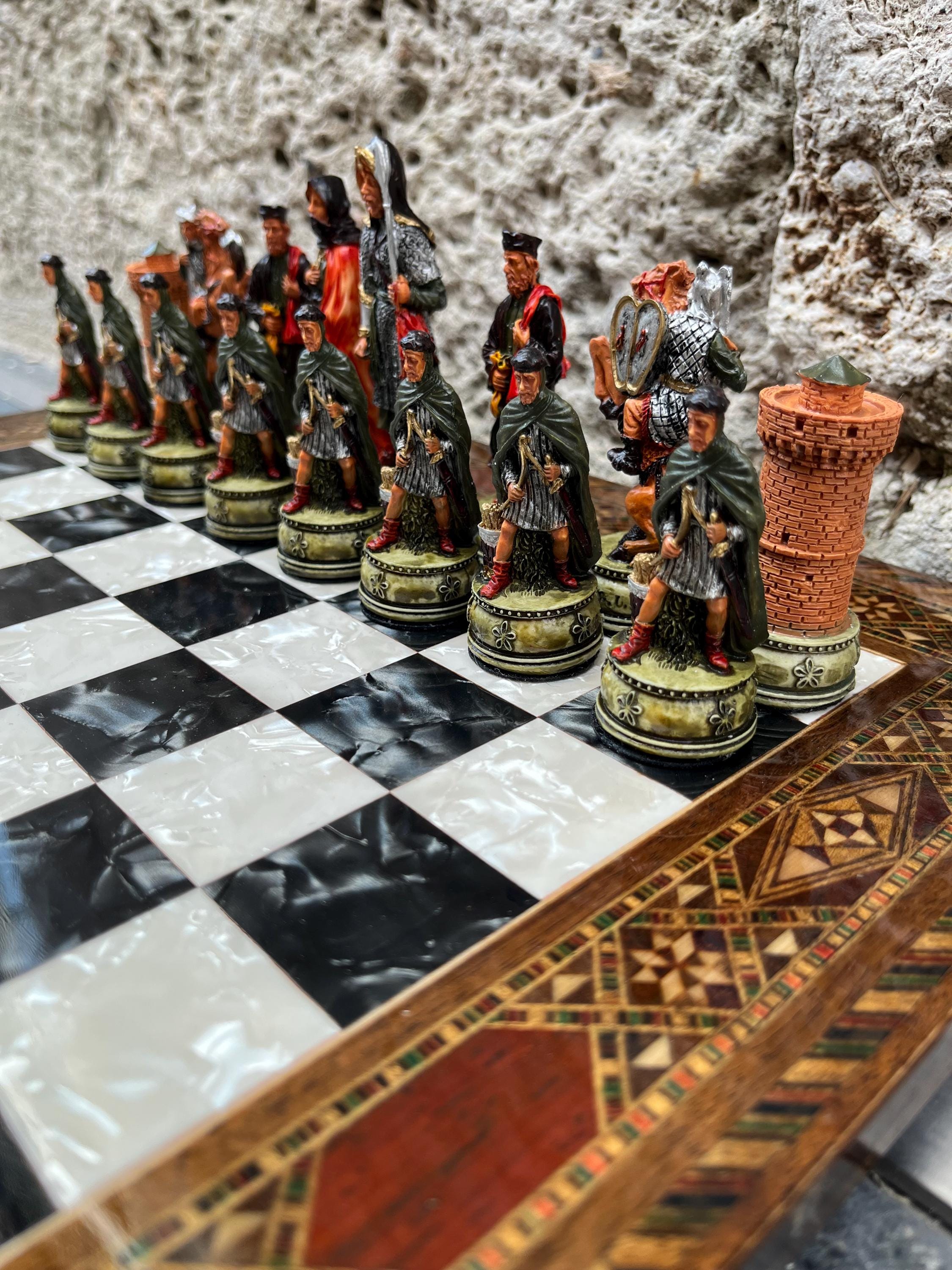 King Arthur Camelot Chess Set – Hand-painted Medieval Resin Figures ...