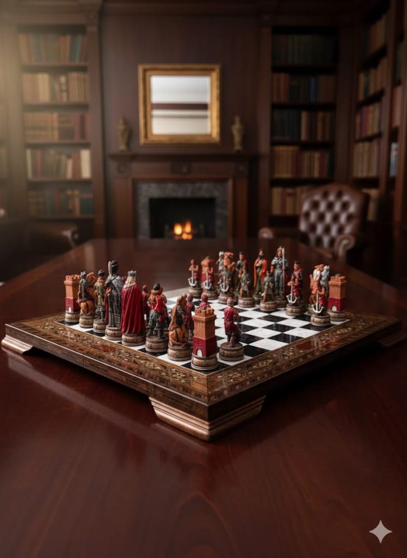 King Arthur Camelot Chess Set – Hand-painted Medieval Resin Figures ...