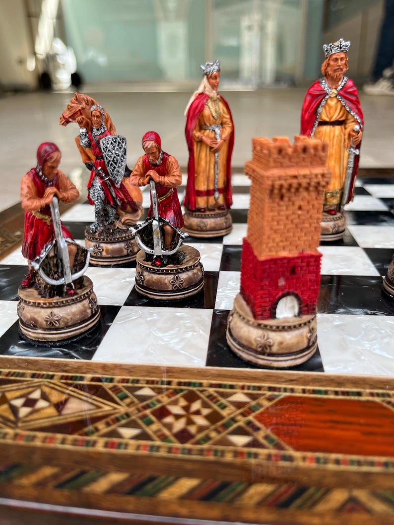 King Arthur Camelot Chess Set – Hand-painted Medieval Resin Figures ...