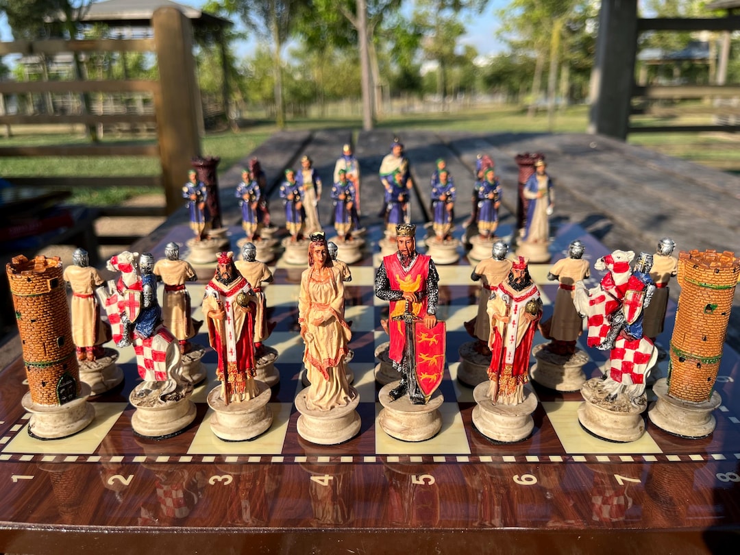 Luxury Crusaders Chess Set – Hand-painted Historical Pieces & Solid ...