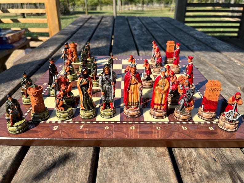 King Arthur Camelot Chess Set – Hand-painted Medieval Resin Figures ...
