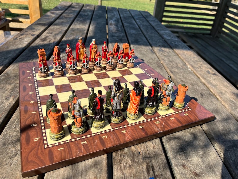 King Arthur Camelot Chess Set – Hand-painted Medieval Resin Figures ...