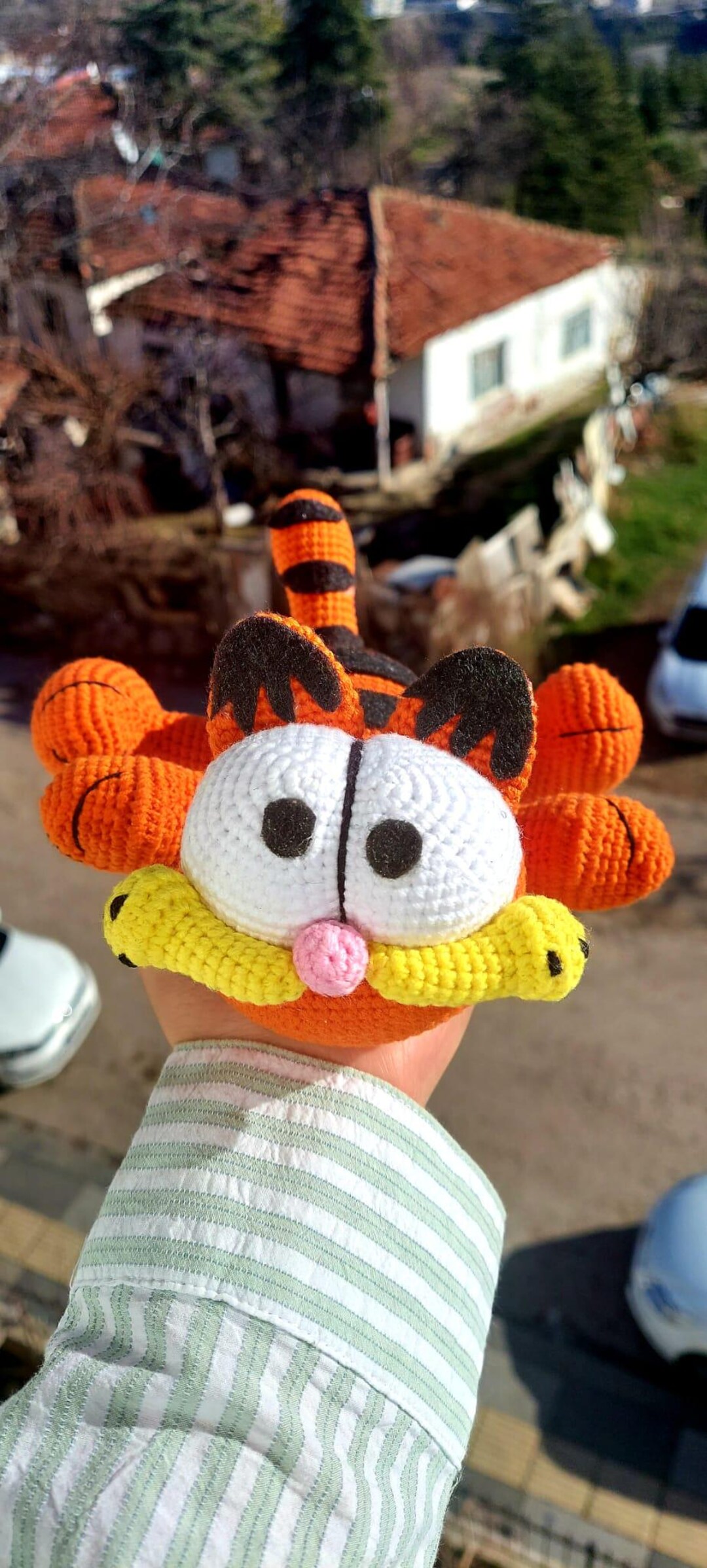 Garfield Amigurumi Figure, Handmade Knit, Table Ornament, Gift for ...