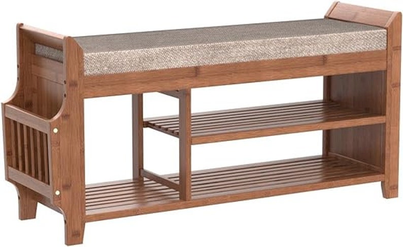 2 Tier Shoe Bench, Shoe Rack With Hidden Drawer and Side Holder, Shoe ...