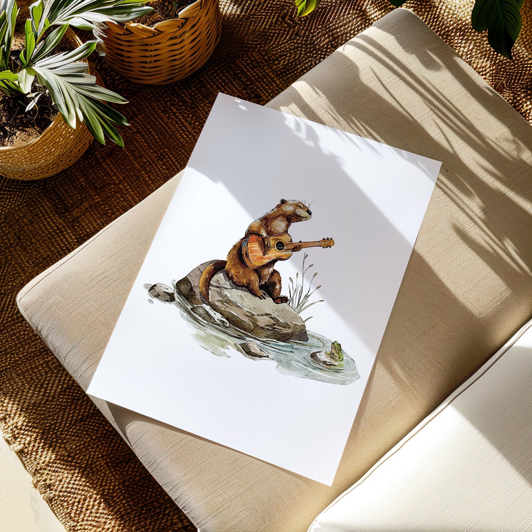 The Otter and the Frog | Art Print | Gift for Otter Lovers, Animal ...
