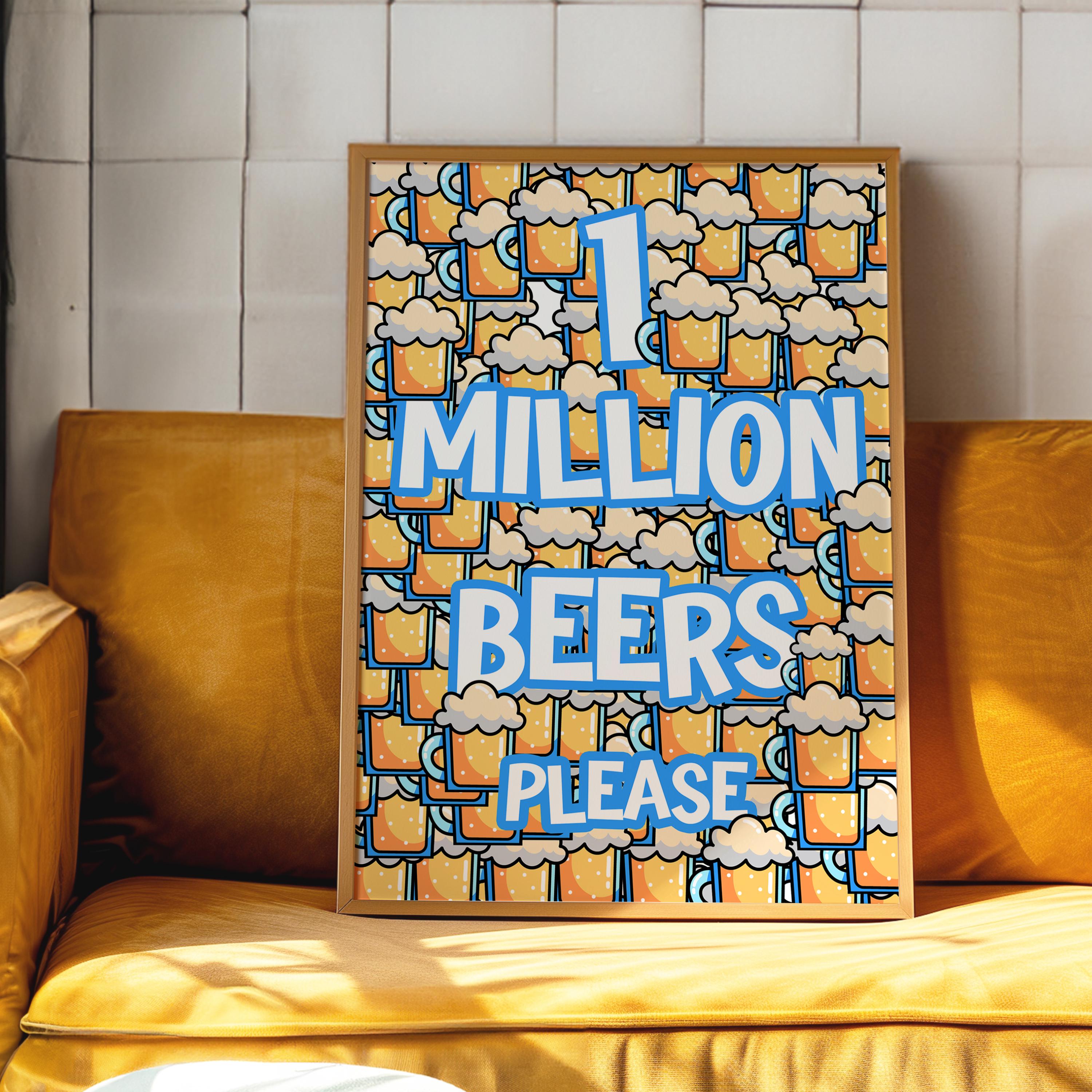 1 Million Beers Poster Drinking Culture Wall Art Pub Print Poster for ...