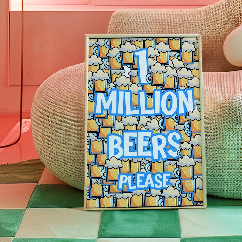 1 Million Beers Poster Drinking Culture Wall Art Pub Print Poster for ...