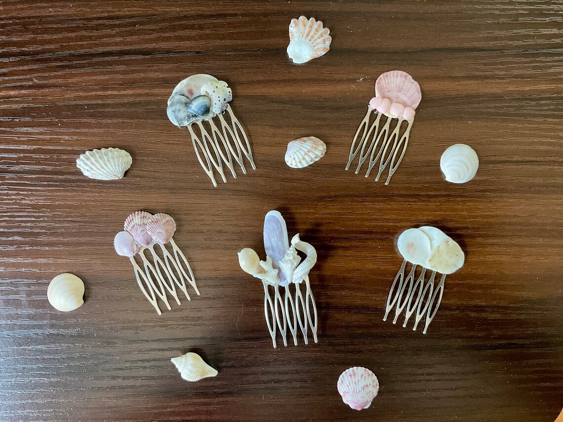 Mini Seashell Hair Combs assorted Natural, Sustainable, Handmade ...