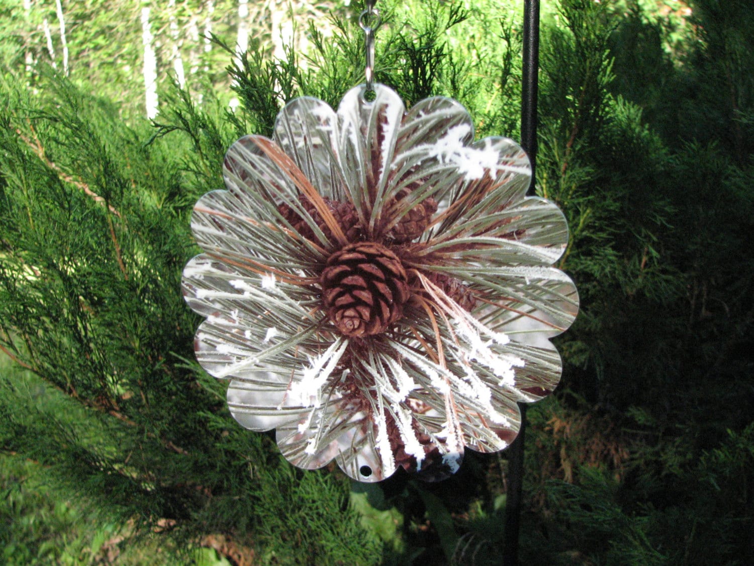 Frosty Pine Cone Wind Spinner - Etsy