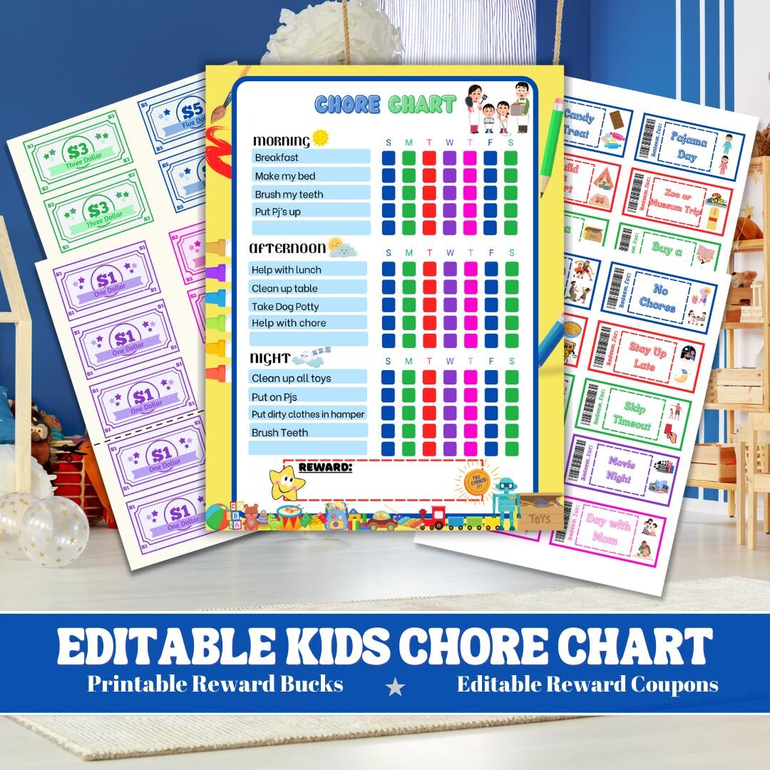 Tableau des tâches ménagères modifiable pour les enfants, tableau des ...