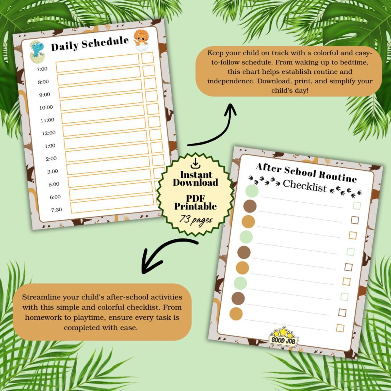 Chore Chart Bundle for Kids, Dinosaur Chore Chart, Kids Responsibility ...