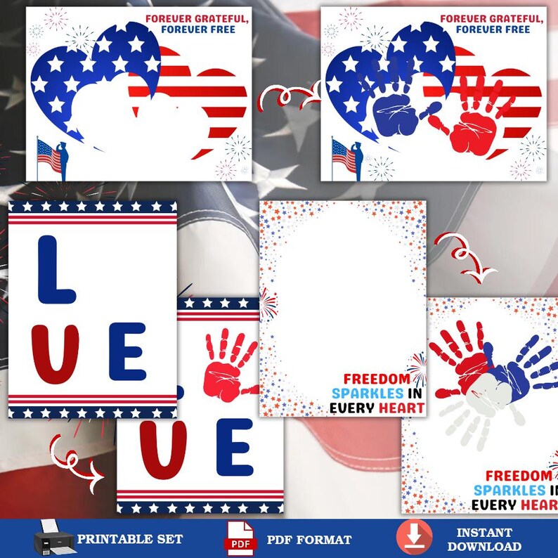Memorial Day Handprint Craft, Printable Patriot Art for Kids, 6 Pages ...