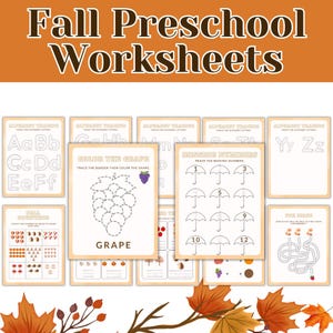 Printable Fall Preschool Worksheets, Homeschool Learning Activities ...