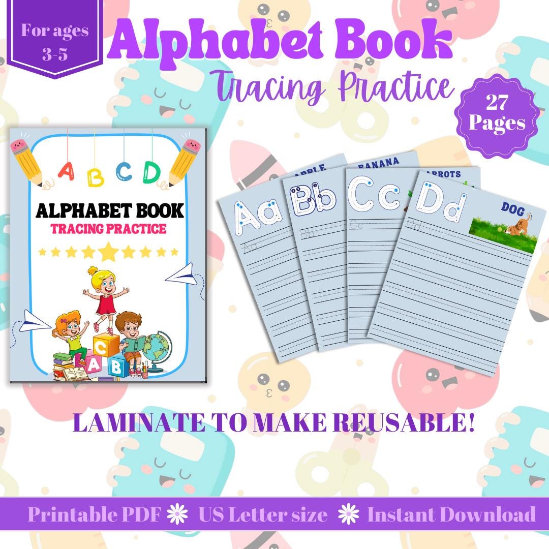 Alphabet Book Tracing Practice, Learn How to Write Your Abc's ...