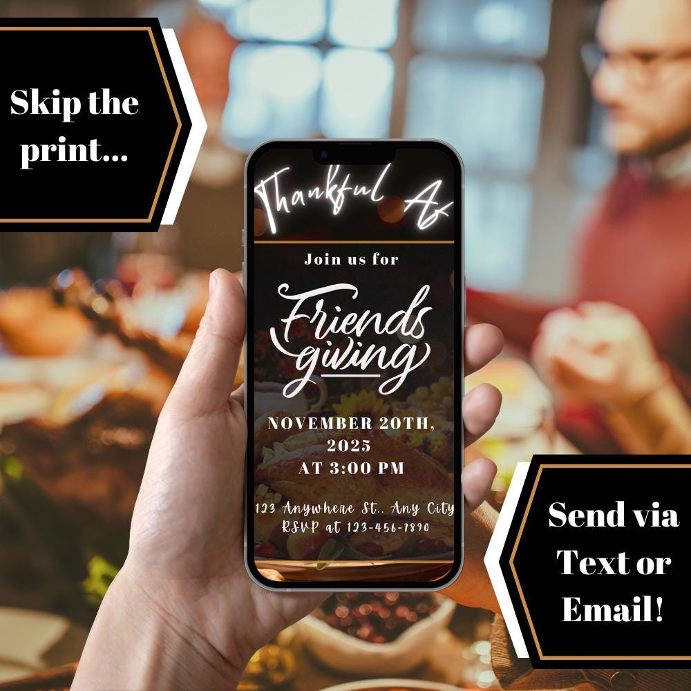 Editable Friendsgiving Invitation, Printable Thanksgiving Dinner Invite ...