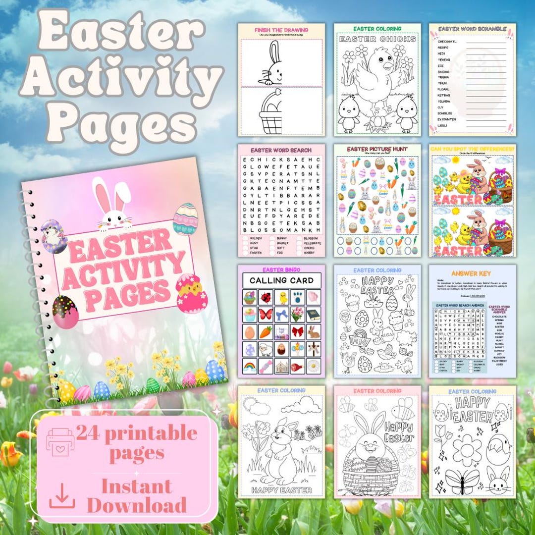Easter Activity Pages: Printable Games & Coloring (PDF) - Etsy