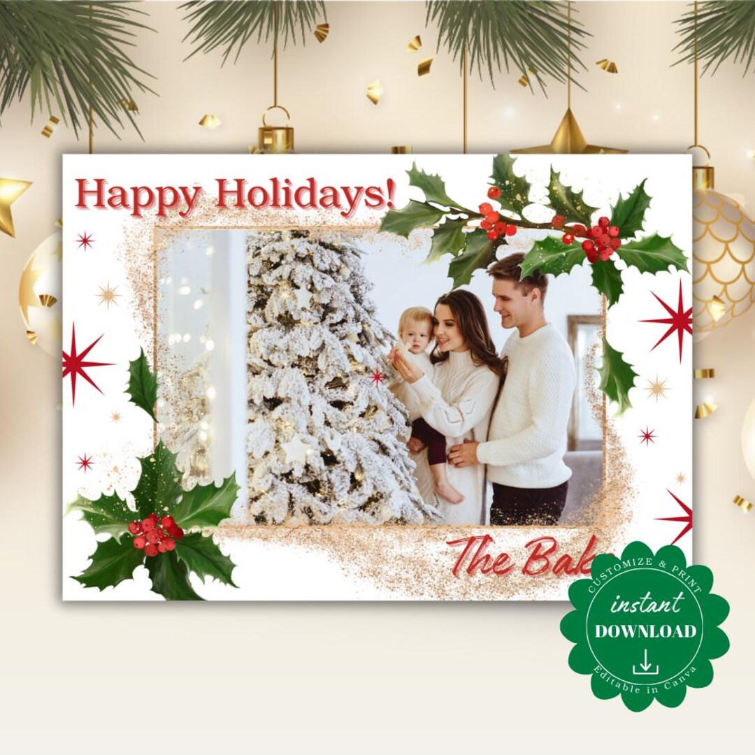 Editable Christmas Card, Photo Christmas Card Template, Printable ...