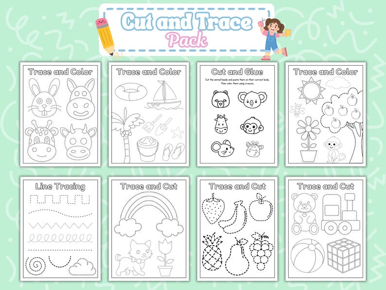 Cut and Trace Activity Pack: 46 Page Fine Motor Skills Bundle (PDF ...
