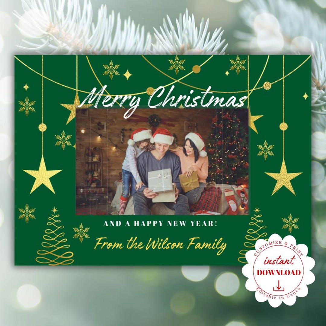 Editable Christmas Card, Printable Photo Christmas Card, Holiday Card ...