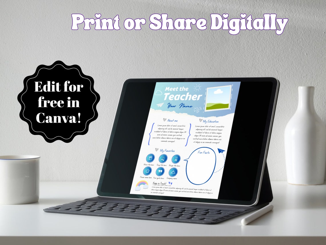 Editable Meet the Teacher Template, Fun Blue Themed Back to School ...