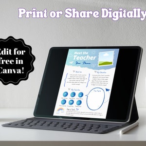 Editable Meet the Teacher Template, Fun Blue Themed Back to School ...