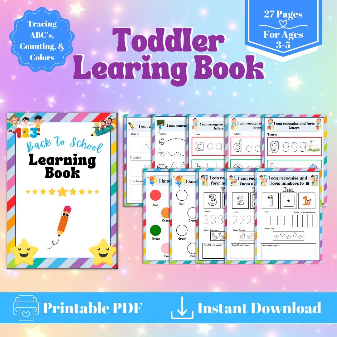 Toddler Learning Book Printable, Homeschool Book, Learn and Practice ...