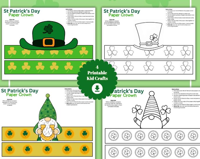St Patrick's Day Paper Crown Craft | Leprechaun Hat Craft | Coloring ...