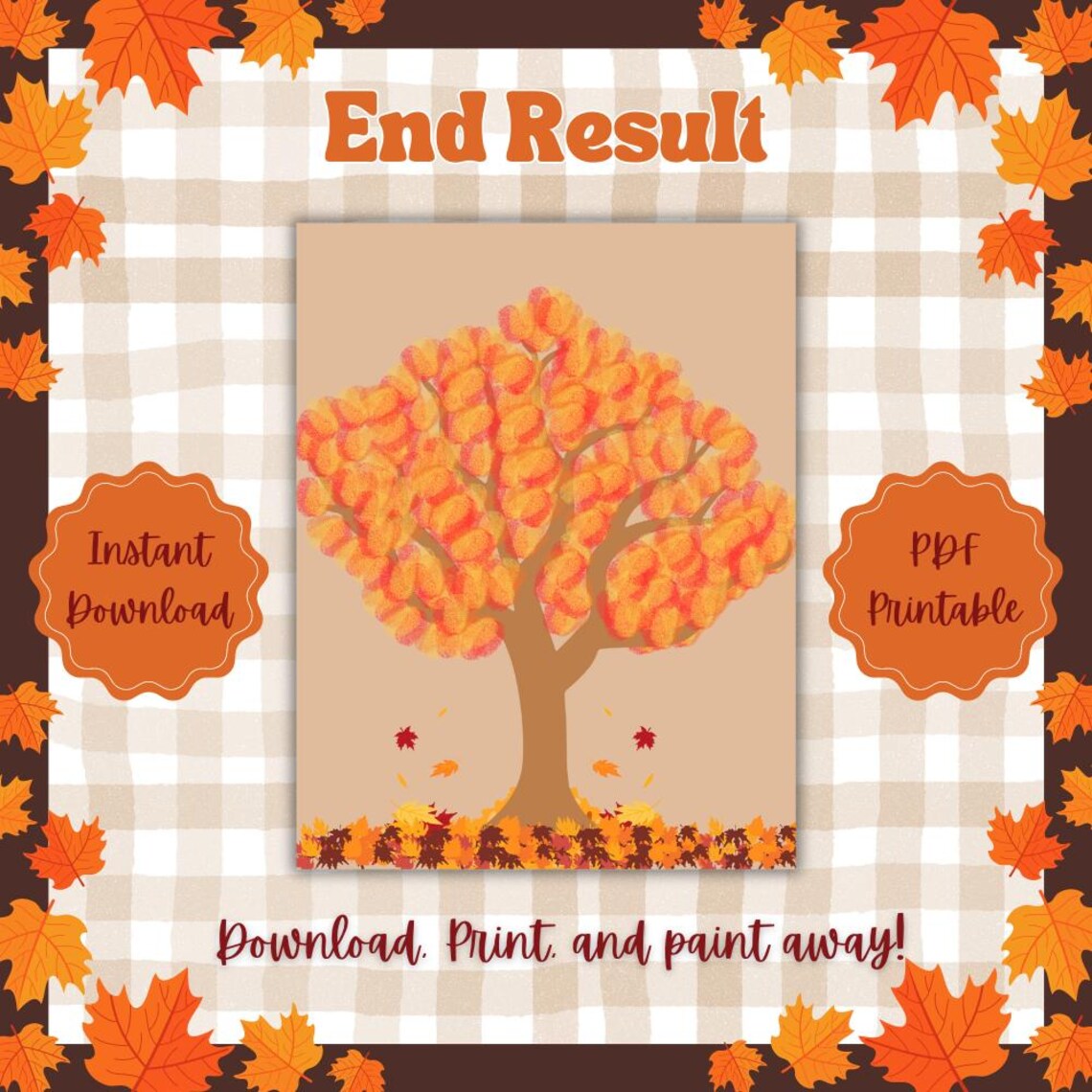 Fall Themed Fingerprint Kids Craft , Printable Fall Activities, DIY ...