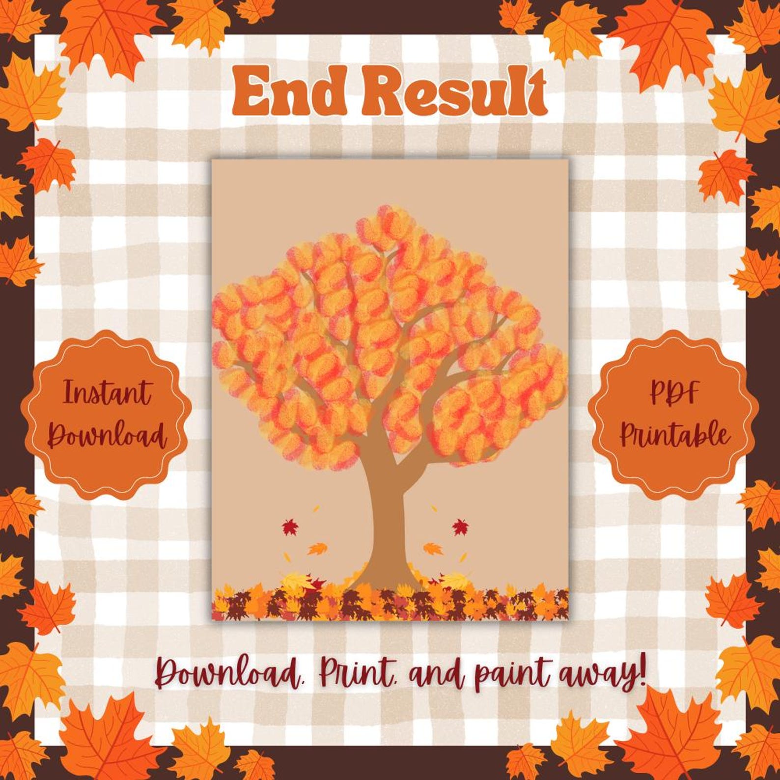 Fall Themed Fingerprint Kids Craft , Printable Fall Activities, DIY ...