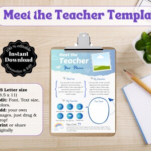 Editable Meet the Teacher Template, Fun Blue Themed Back to School ...