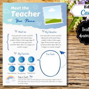 Editable Meet the Teacher Template, Fun Blue Themed Back to School ...