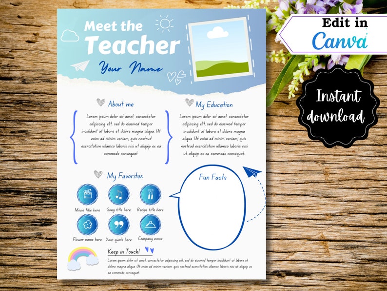 Editable Meet the Teacher Template, Fun Blue Themed Back to School ...