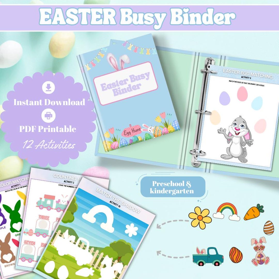 Easter Busy Book Printable Kids Easter Activities Preschool ...