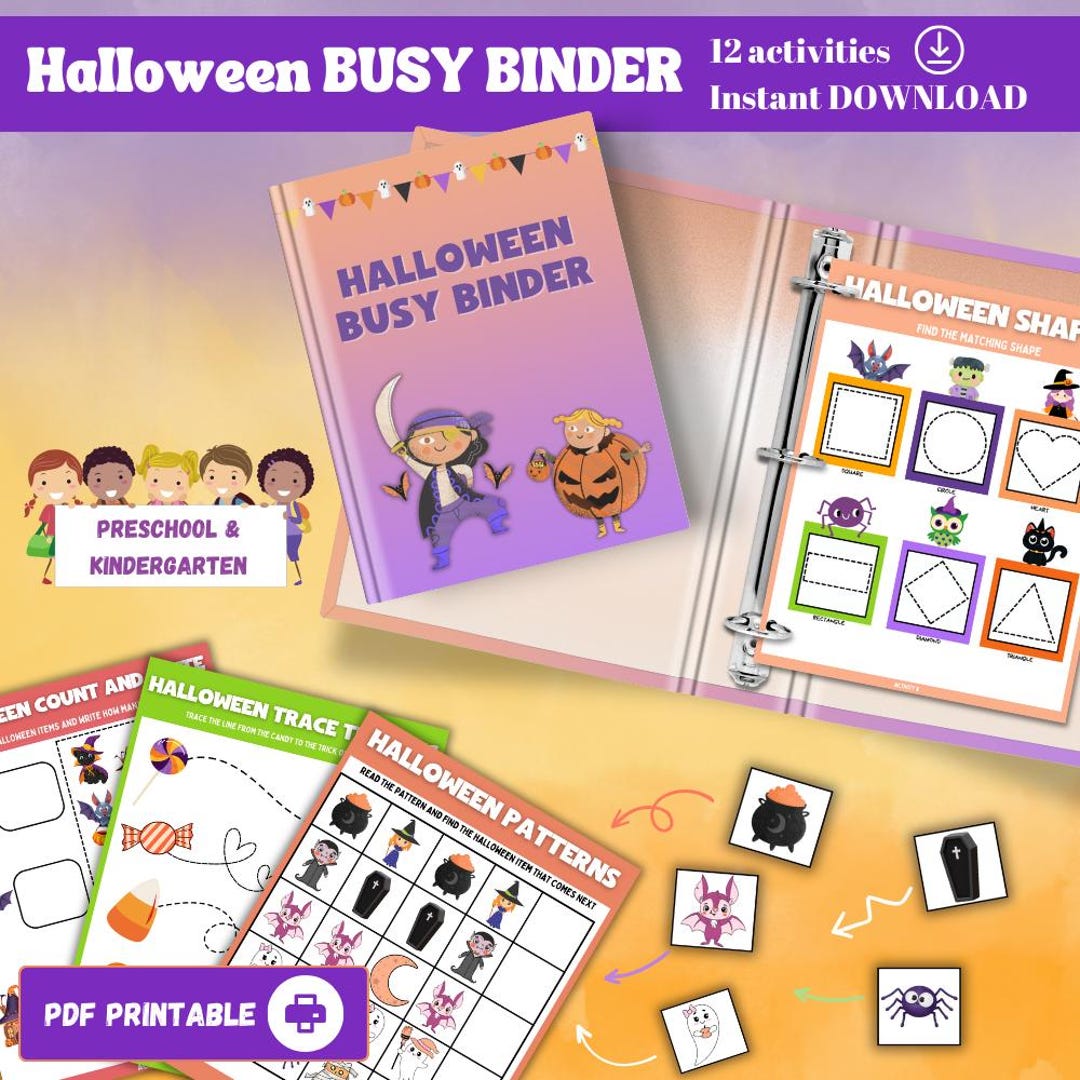 Halloween Busy Binder, Preschool & Kindergarten Halloween Activities ...