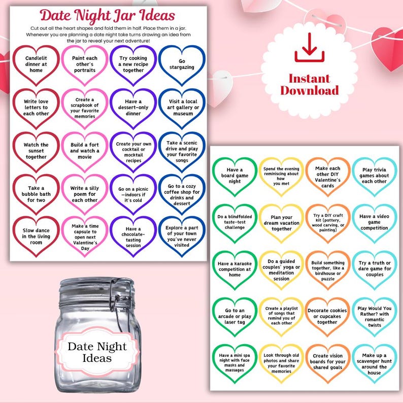 Date Night Jar Ideas, Printable Date Night Challenge, Instant Download ...