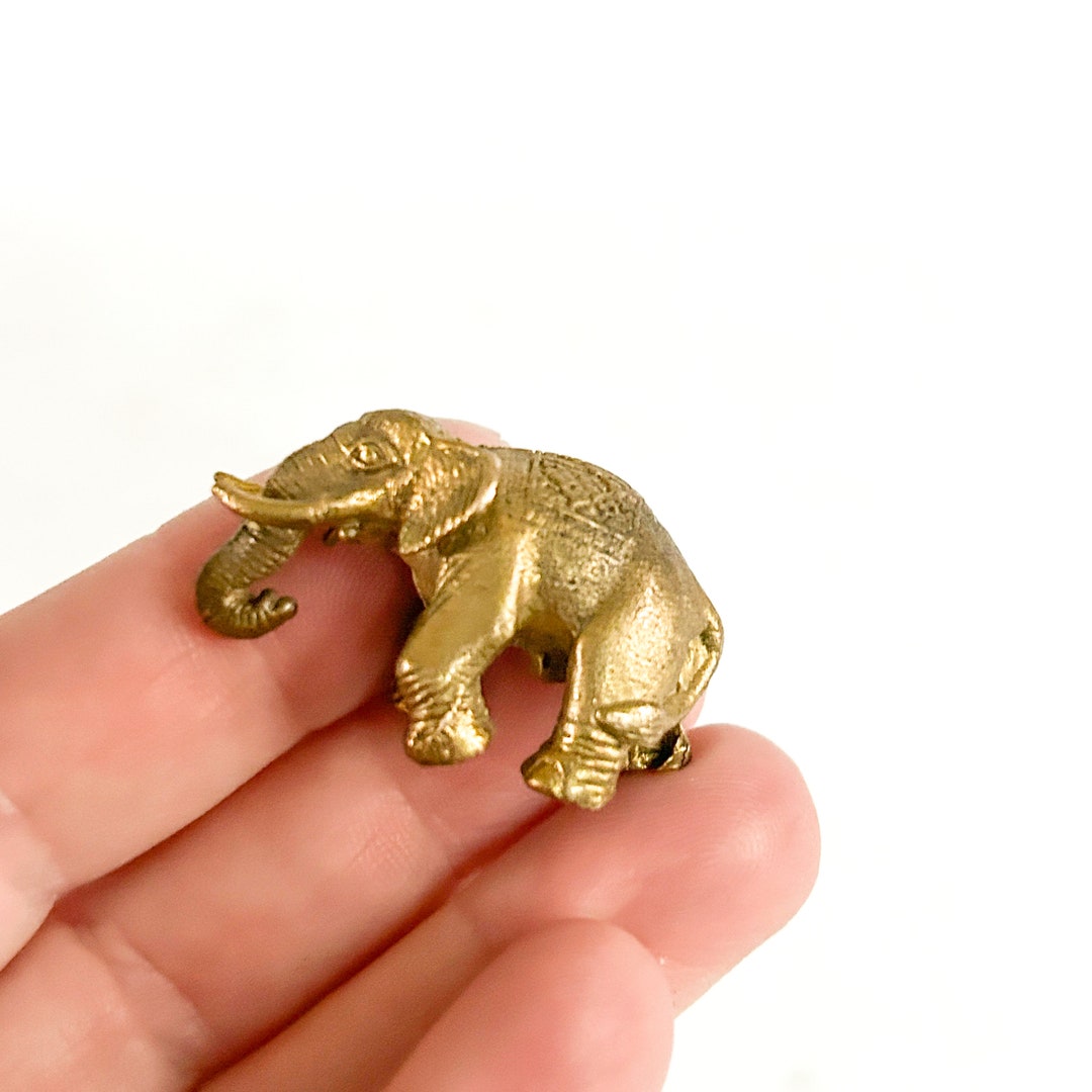 Vintage Miniature Brass Elephant - Etsy