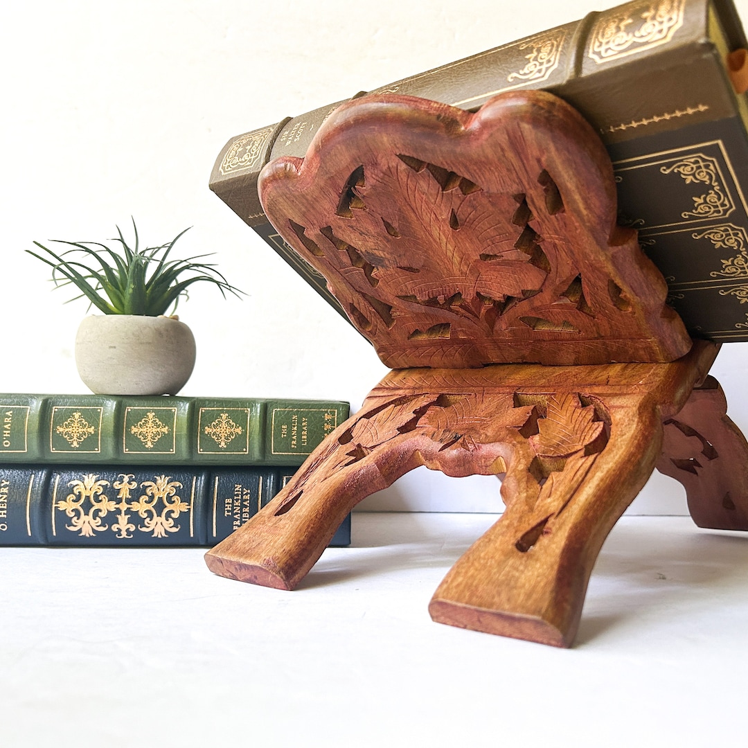 Vintage Carved Wood Book Stand, Bohemian Book Holder - Etsy