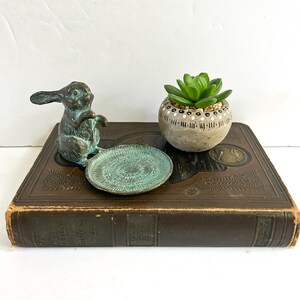 Small Vintage Rabbit Tray, Verdigris Bronze / Brass, Trinket Dish ...