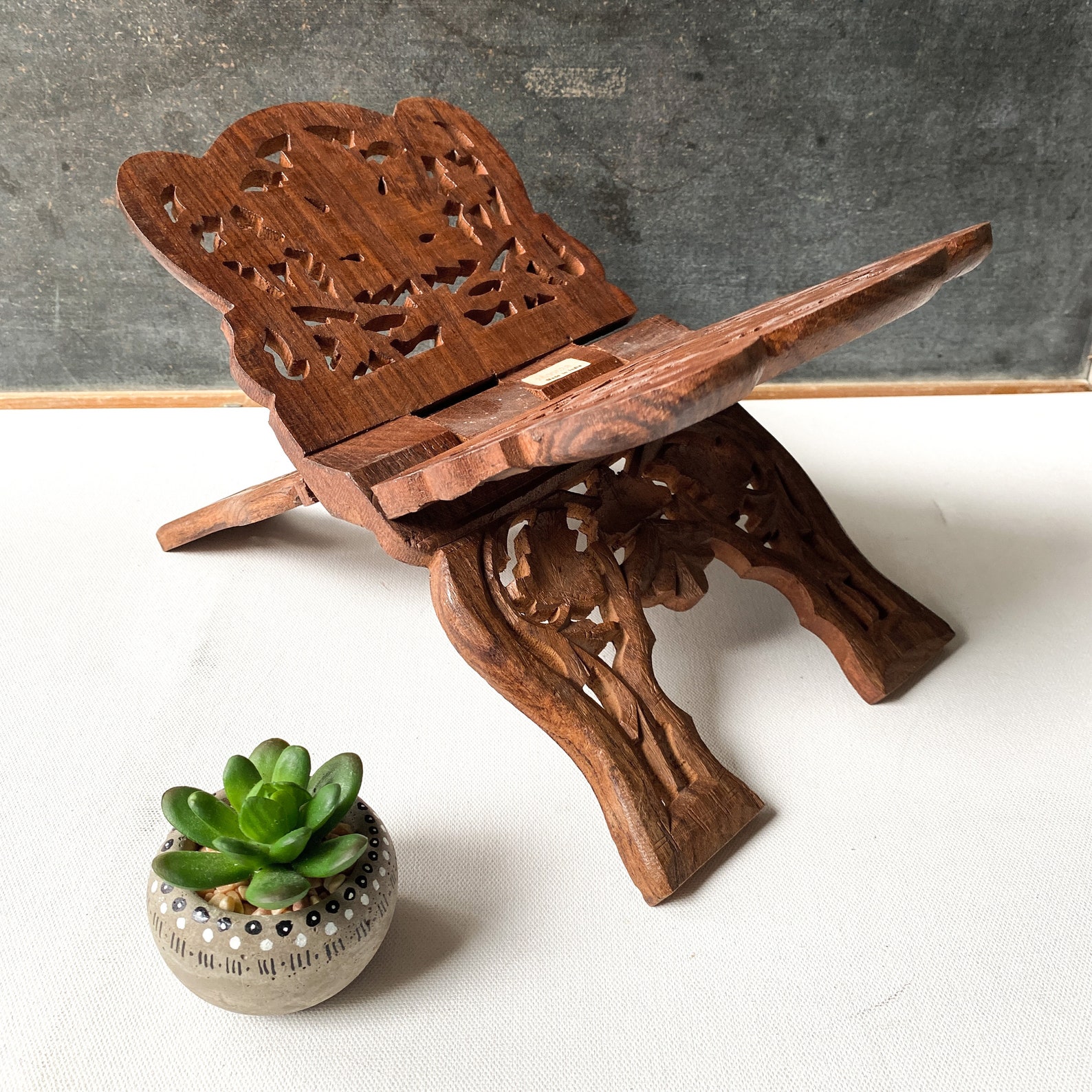 Vintage Carved Wood Book Stand bohemian book holder | Etsy