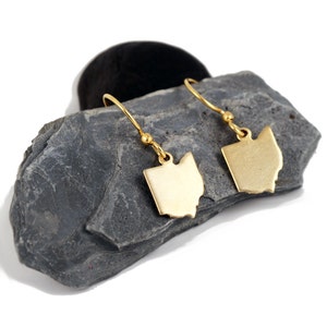 Ohio Earrings Gold brass Dangle State of Ohio Shape - Etsy