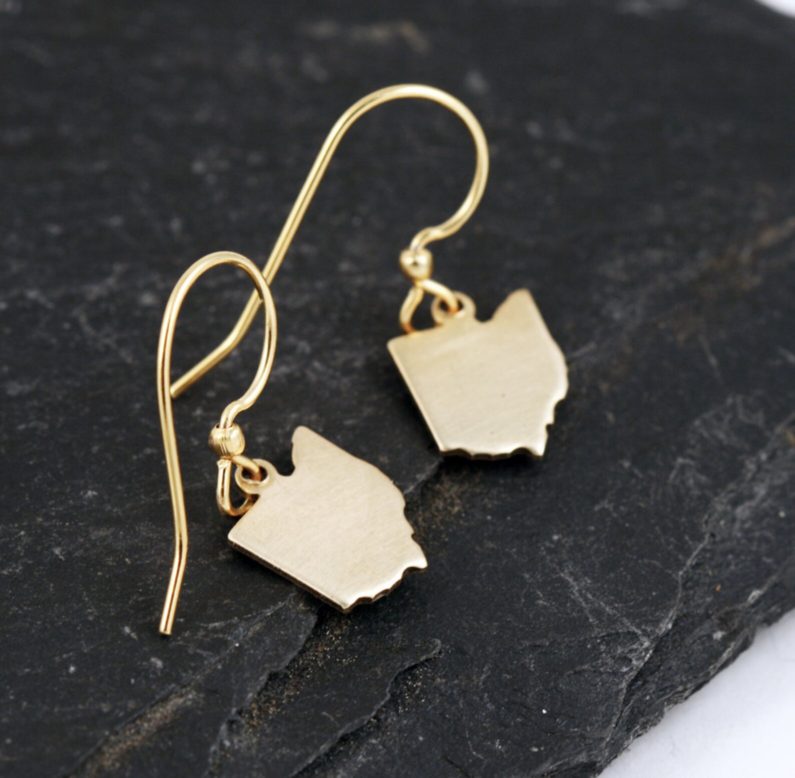 Ohio Earrings Gold brass Dangle State of Ohio Shape - Etsy