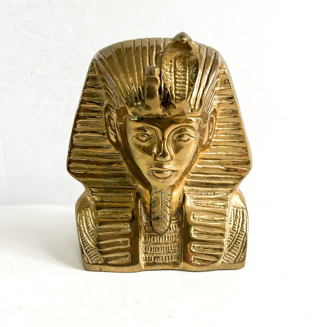Vintage Brass King Tut Bust, Egyptian Tutankhamun Sculpture - Etsy