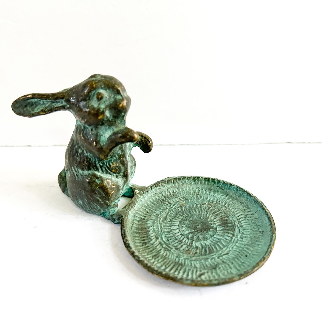 Small Vintage Rabbit Tray, Verdigris Bronze / Brass, Trinket Dish ...