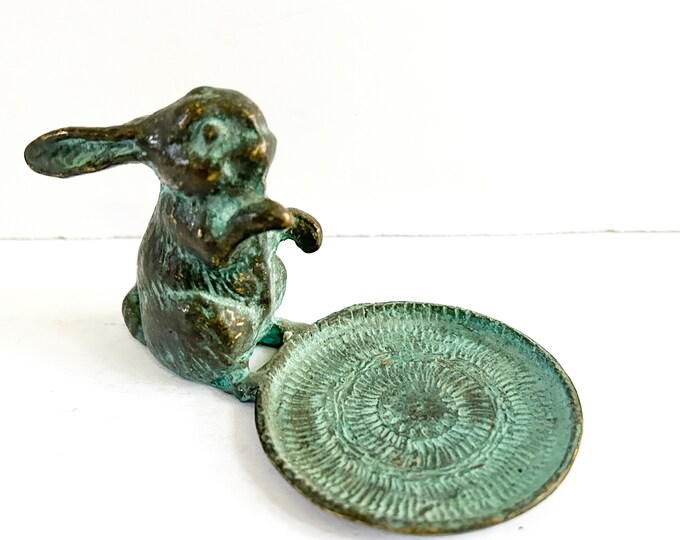 Small Vintage Rabbit Tray, Verdigris Bronze / Brass, Trinket Dish ...