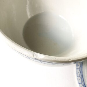 Vintage Lidded Rice Bowl, Asian Blue and White Pottery, Chinoiserie ...