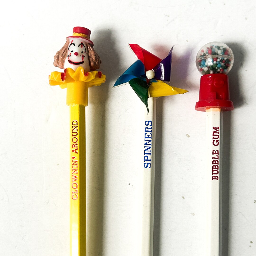 Vintage 1980s Novelty Pencils With Colorful and Carnival Themes - Etsy