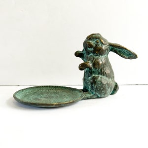 Small Vintage Rabbit Tray, Verdigris Bronze / Brass, Trinket Dish ...
