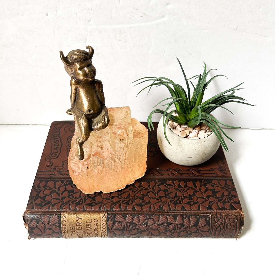 Vintage Brass / Bronze Satyr Figurine on Faux Crystal, Greek Mythology ...
